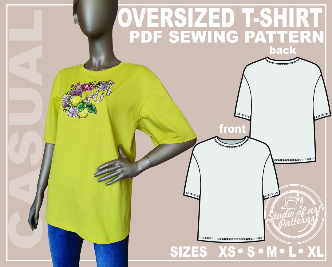 PATTERN OVERSIZED T-SHIRT. Sewing Pattern Oversized T-shirt. Digital ...