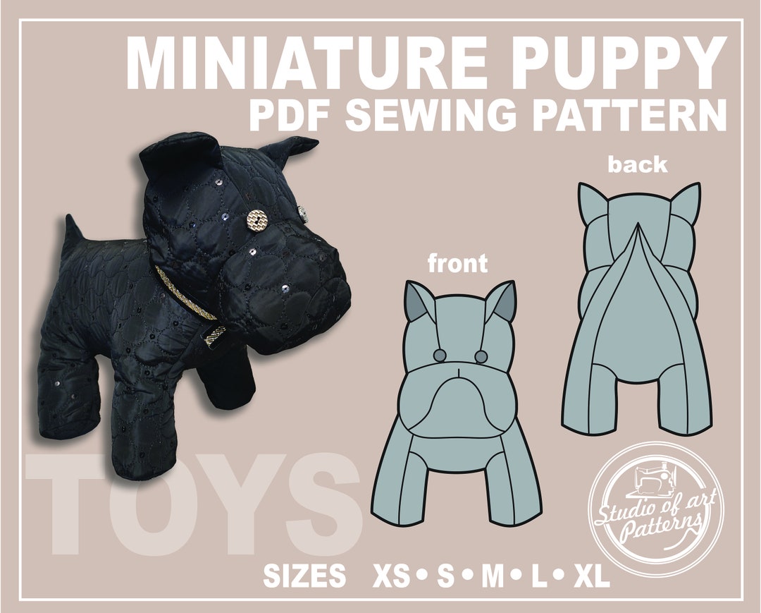 PATTERN MINIATURE PUPPY. Sewing Pattern Stuffed Toys. Digital Pack 5 ...