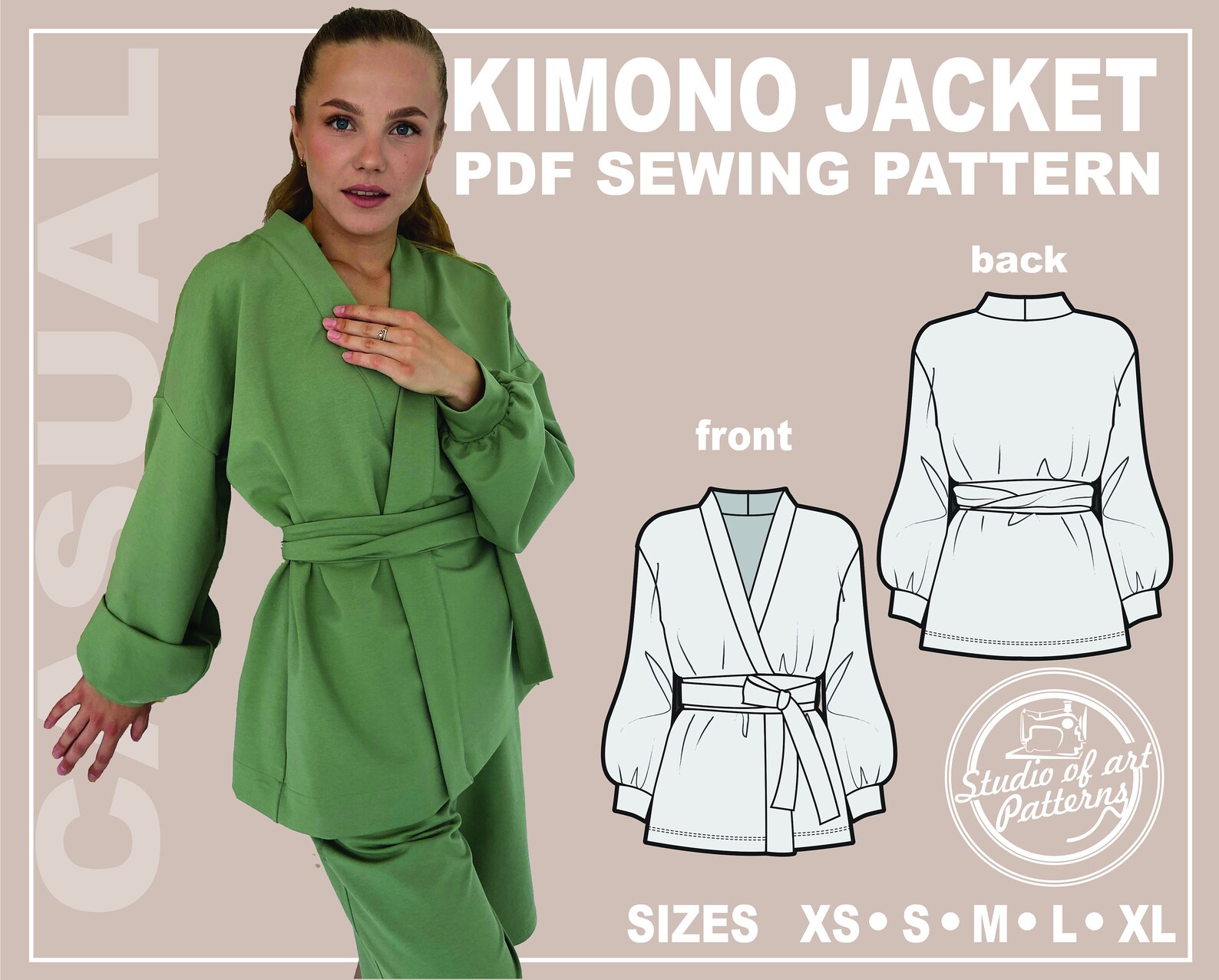 Kimono Jacket Sewing Pattern: Women's Knit Kimono (PDF Digital Download ...