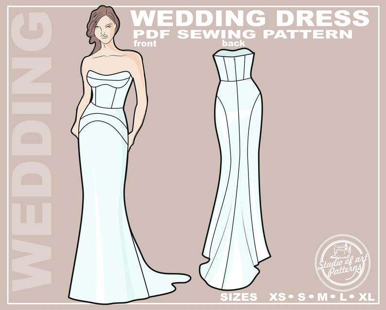 Mermaid Wedding Dress Sewing Pattern With Corset (digital Download, 5 ...