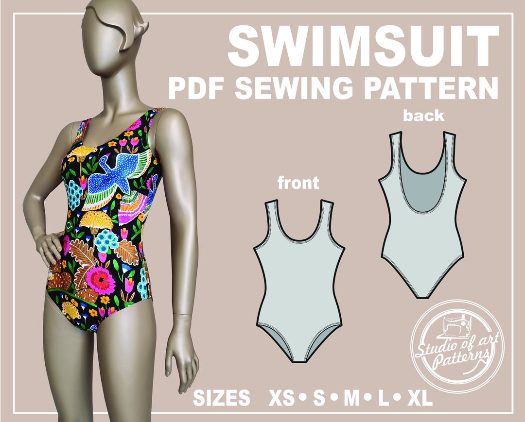 PATTERN WOMEN'S SWIMSUIT. Sewing Pattern Swimsuit. Digital Pack 5 Sizes. Print-at-home - Etsy