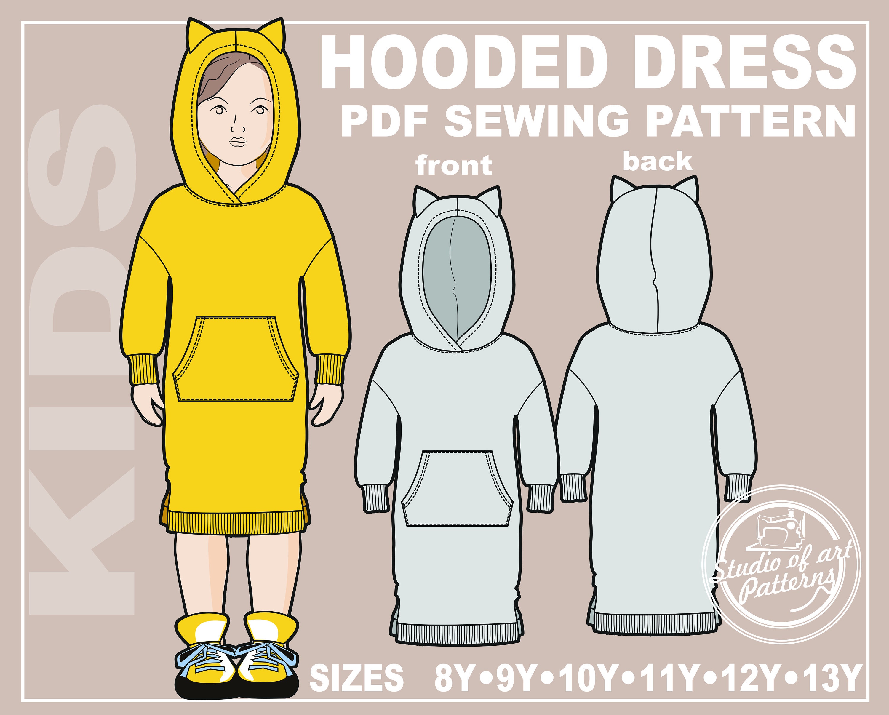 PATTERN KIDS HOODED Dress. Sewing Pattern Warm Dress for - Etsy