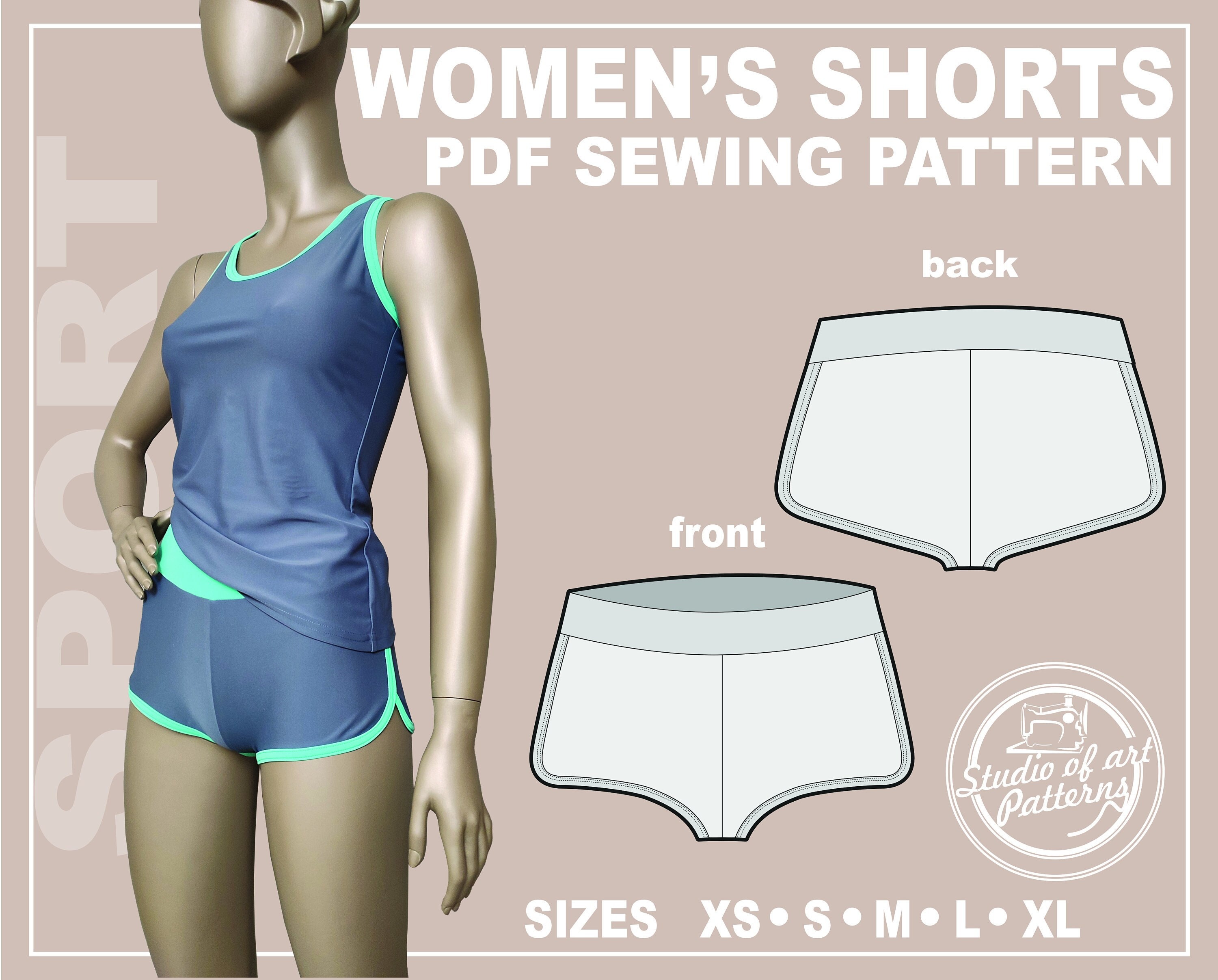 PATTERN SHORTS SPORT. Sewing Pattern Women's Shorts. Small Shorts ...