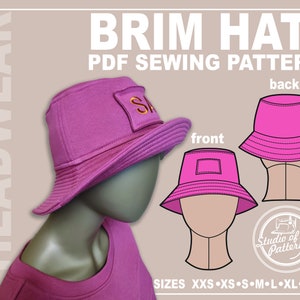PATTERN BRIM HAT. Sewing Pattern. Digital Pack 7 Sizes. Instant ...