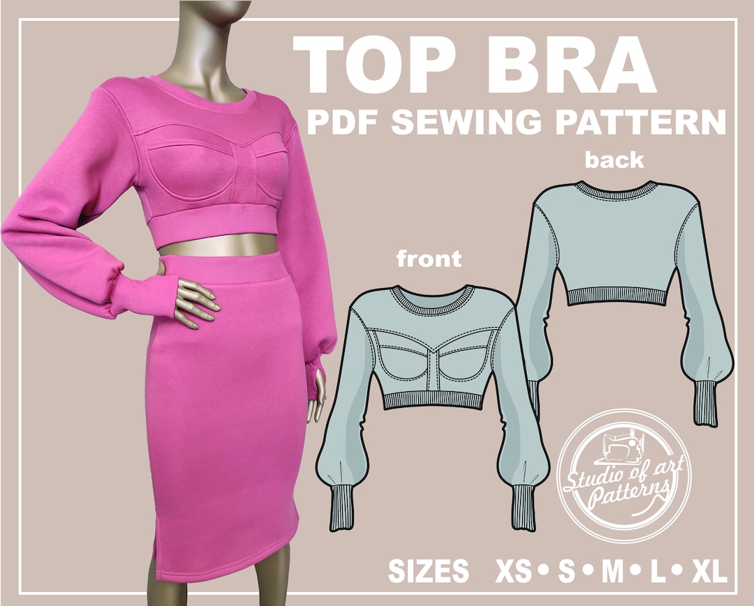 PATTERN TOP. Sewing Pattern Top Bra. Digital Pack 5 Sizes. Instant ...