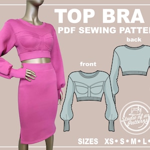 PATTERN TOP. Sewing Pattern Top Bra. Digital Pack 5 Sizes. Instant ...