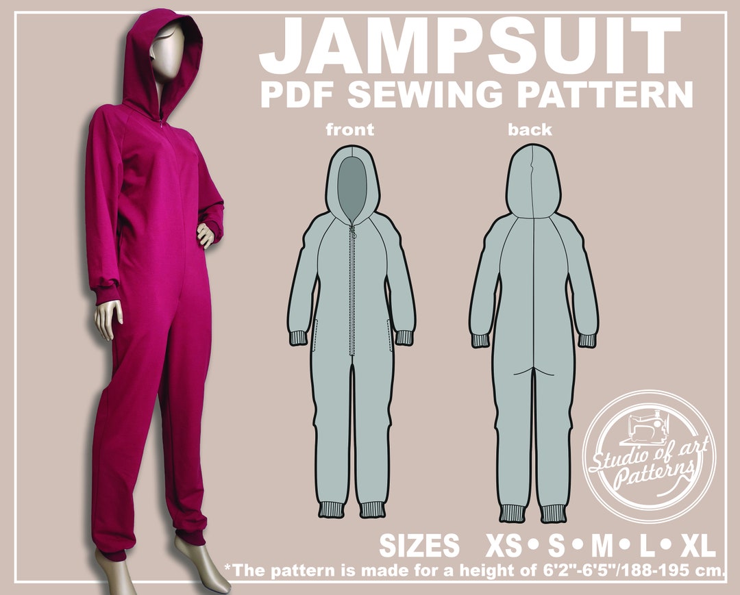 PATTERN OVERSIZED JUMPSUIT. Sewing Pattern Overall With Hood for Tall ...