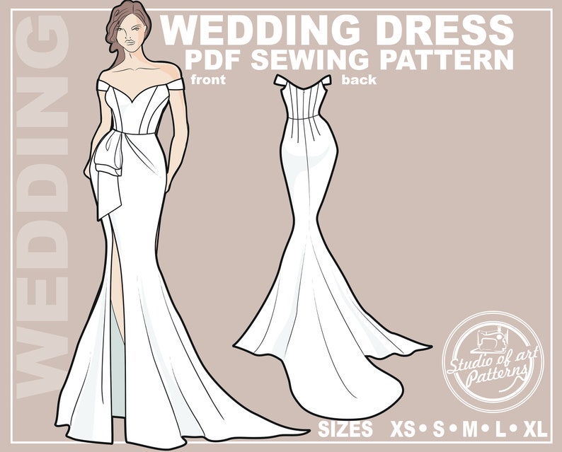 PATTERN WEDDING DRESS. Sewing Pattern Wedding Gown With a - Etsy Australia