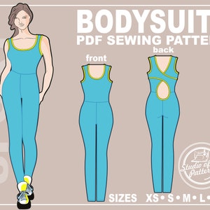 PATTERN BODYSUIT SPORT. Sewing Pattern Fitted Fitness Jumpsuit. Digital ...