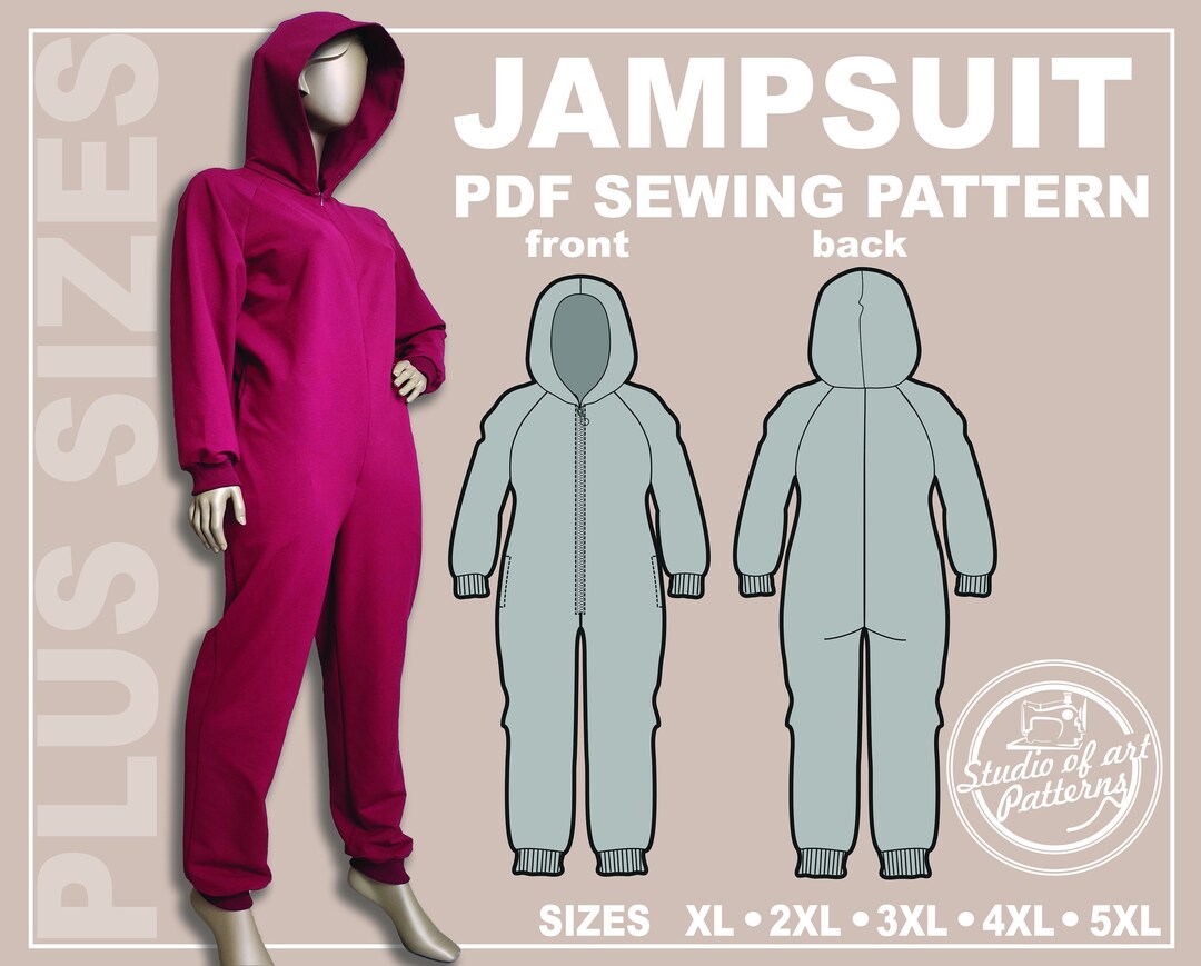 Oversized Jumpsuit Sewing Pattern Plus Sizes (PDF Digital Download, 5 ...
