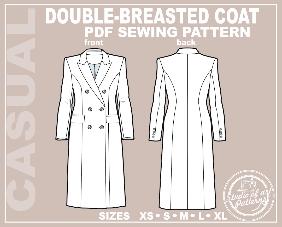 Double-breasted Coat Sewing Pattern: Women's Midi Coat (PDF Digital ...