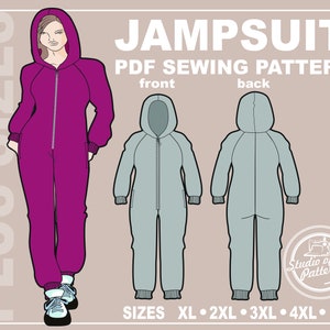 Oversized Jumpsuit Sewing Pattern Plus Sizes (PDF Digital Download, 5 ...