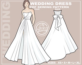 PATTERN WEDDING DRESS. Sewing Pattern Bridal Gown Featuring Draping ...