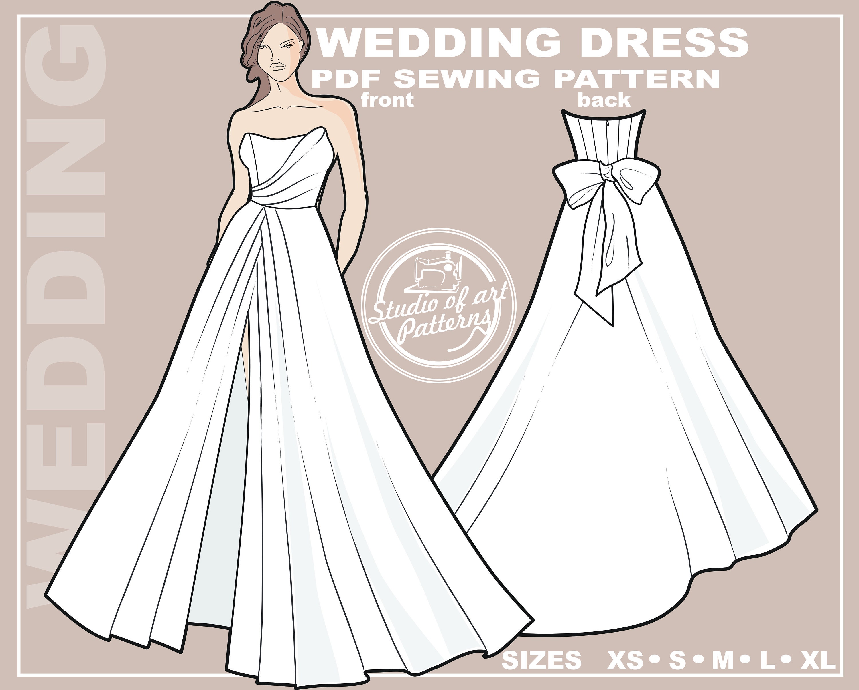 PATTERN WEDDING DRESS. Sewing Pattern Wedding Gown With a - Etsy UK