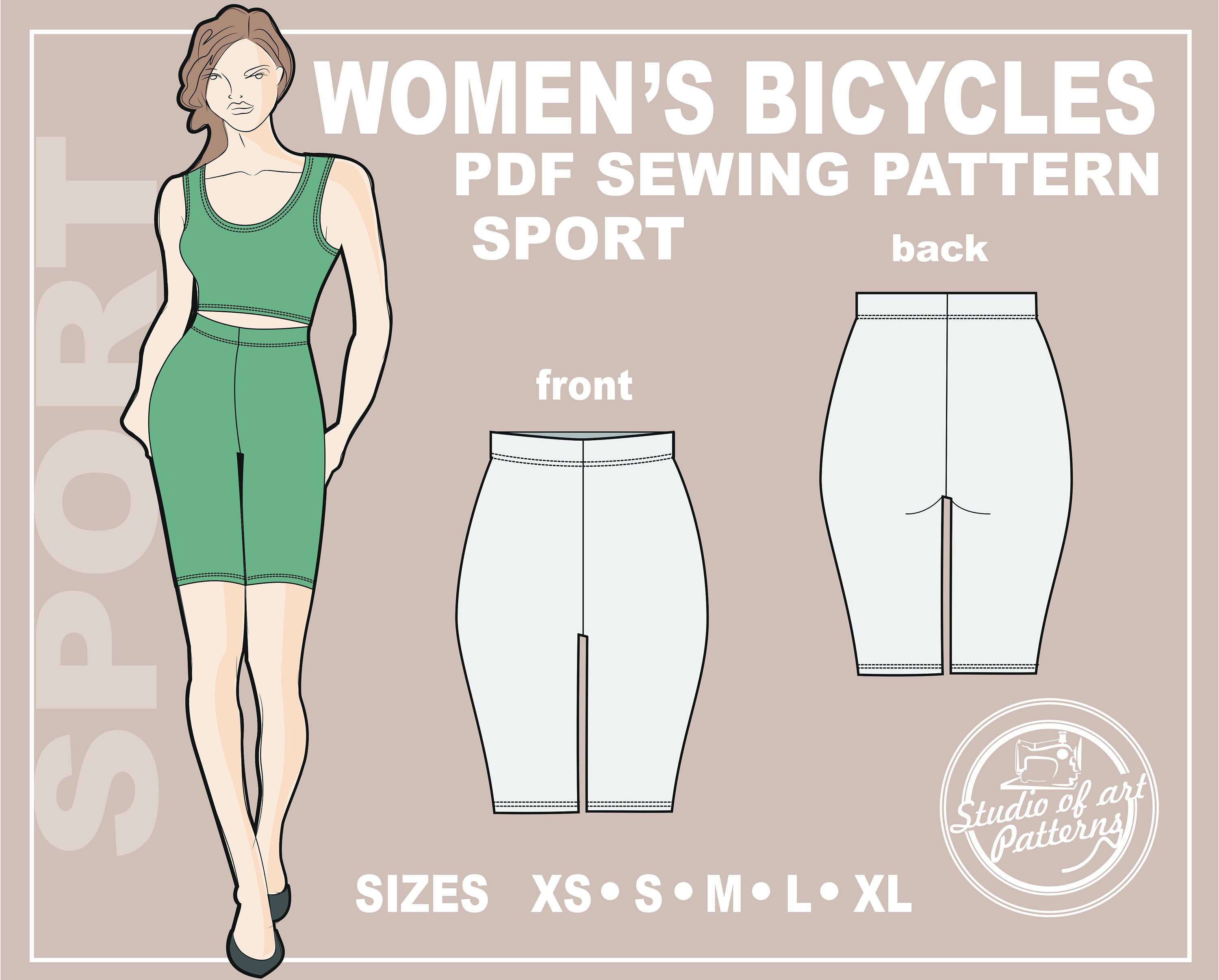 Pattern Women's Bicycles. Sewing Pattern Cycling Shorts. (PDF Digital ...