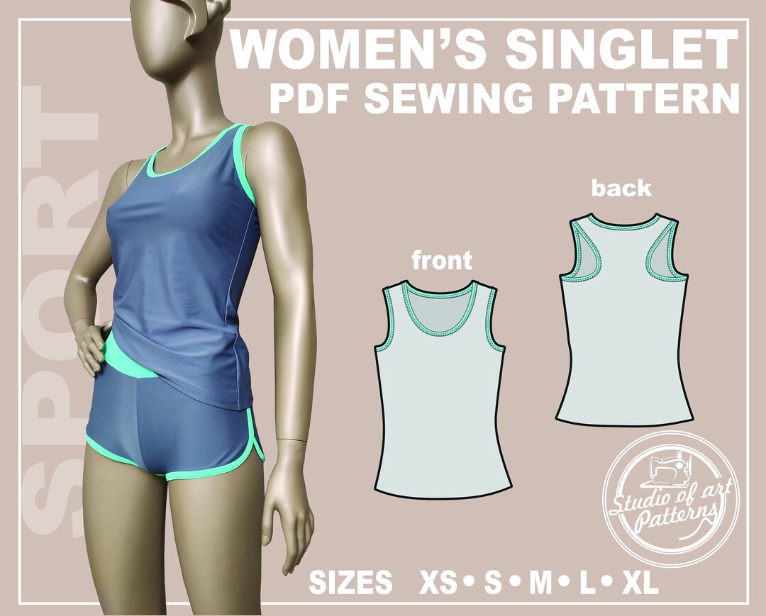 PATTERN WOMEN’S SINGLET. Sewing Pattern Ladies Sleeveless T-shirt. Tank ...