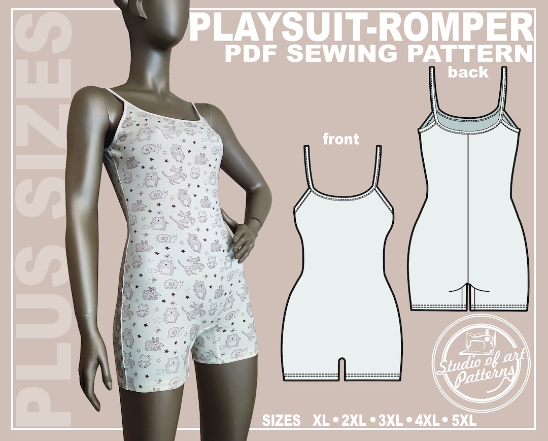 Plus Size Bodycon Playsuit Sewing Pattern: Romper Bodysuit (PDF Digital ...