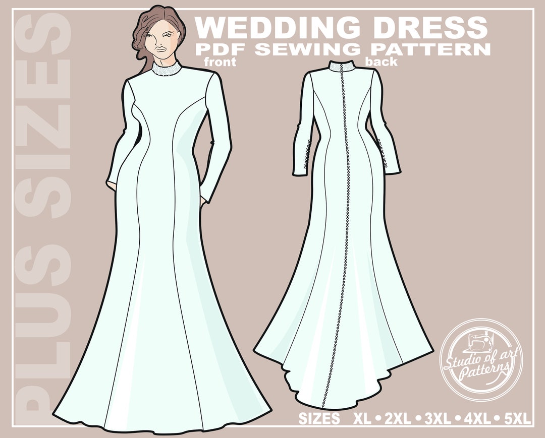 Plus Size Wedding Dress Pattern: Mermaid Silhouette Plus Sizes XL-5XL ...