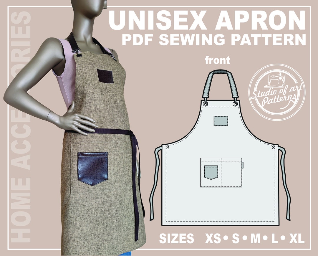 PATTERN UNISEX APRON. Sewing Pattern. Digital Pack 5 Sizes. Instant ...