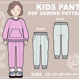 PATTERN KIDS PANTS. Sewing Pattern. Digital Pack 6 Sizes. Instant ...