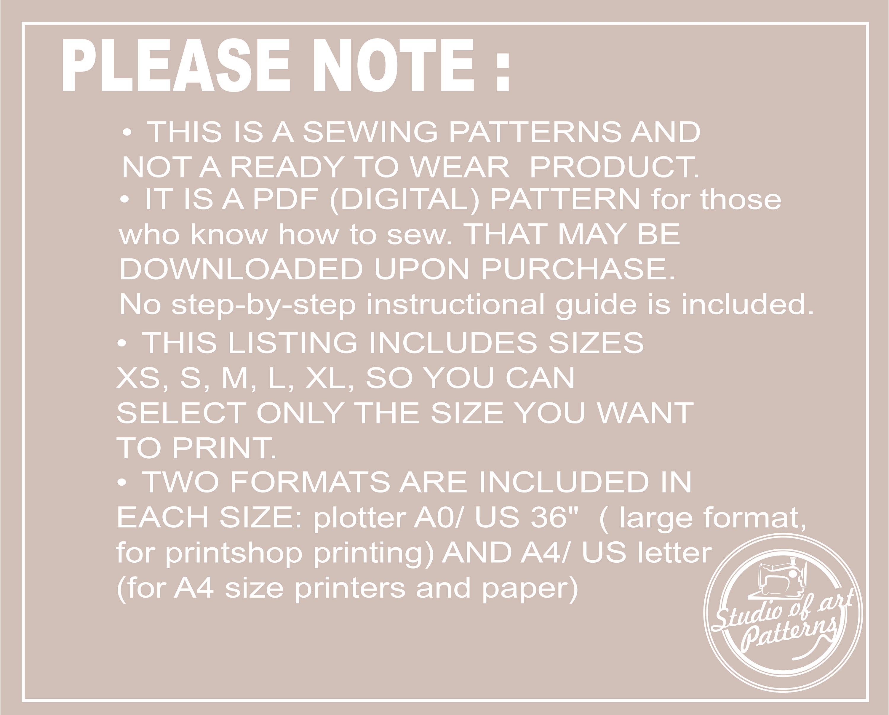 PATTERN OVERSIZED DRESS. Sewing Pattern. Digital Pack 5 Sizes. Instant ...