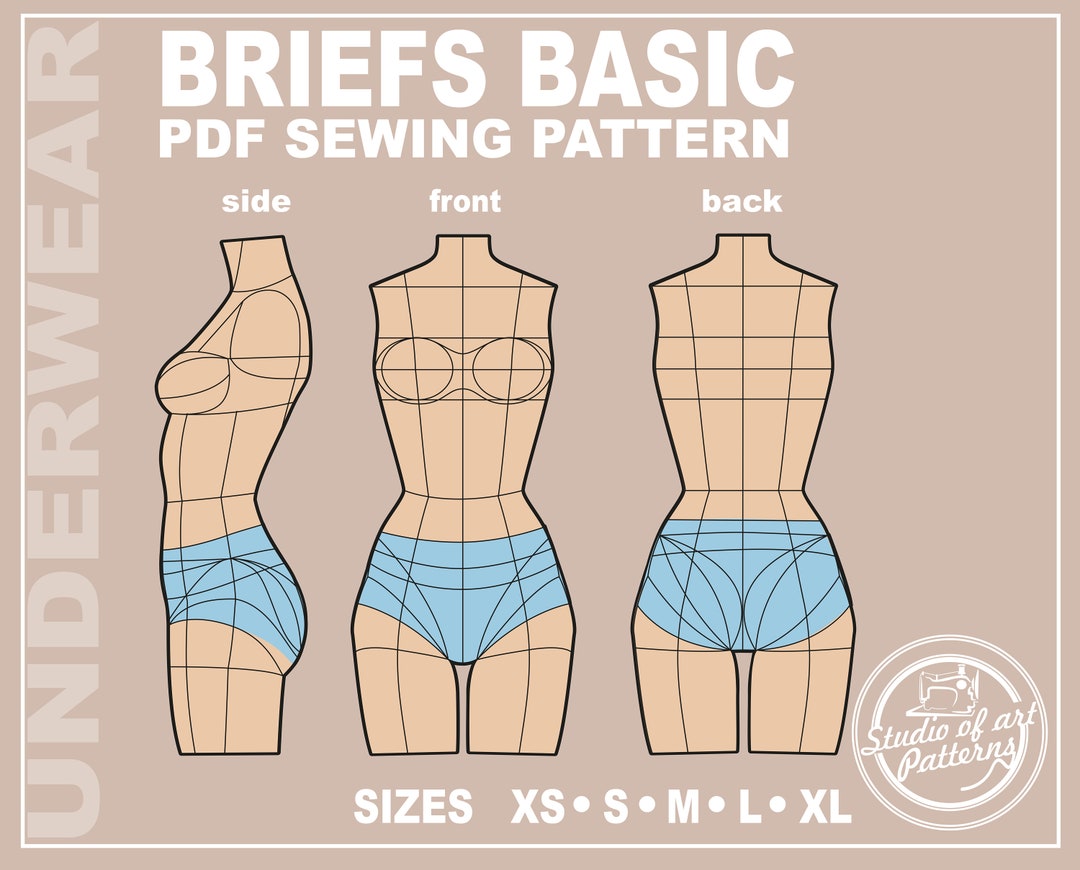 Women's Briefs Sewing Pattern: Basic Panties (PDF Digital Download, 5 ...