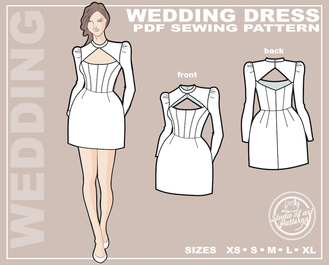 Mini Wedding Dress Sewing Pattern: Hourglass Corset, Lace Gown (PDF ...