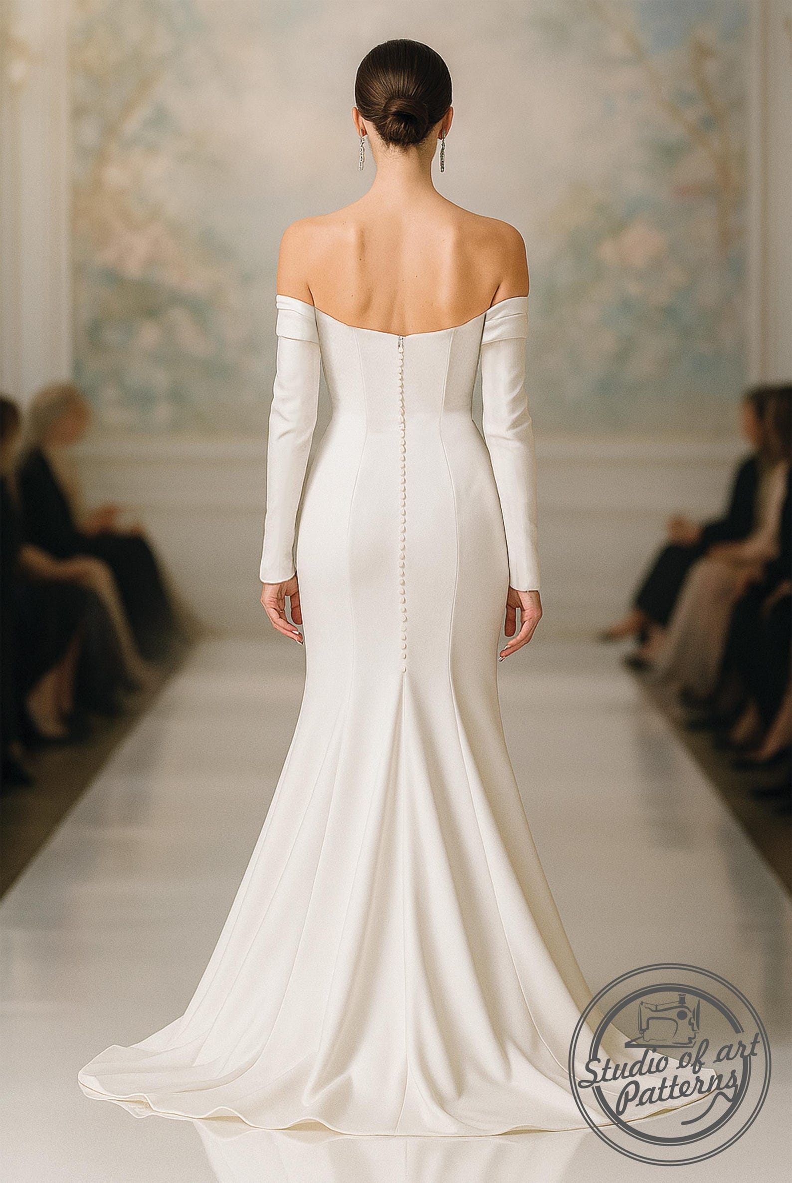 Mermaid Wedding Dress Sewing Pattern: Draping on the Shoulders, Slit ...