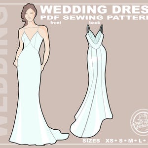 Mermaid Wedding Dress Sewing Pattern With Lace Back (PDF Digital ...