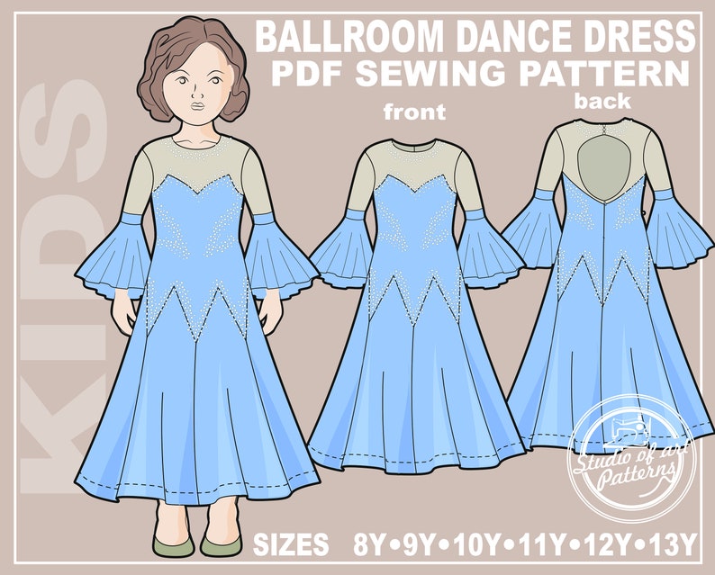 Kids Ballroom Dance Dress Sewing Pattern: Ruffle Skirt (PDF Digital ...