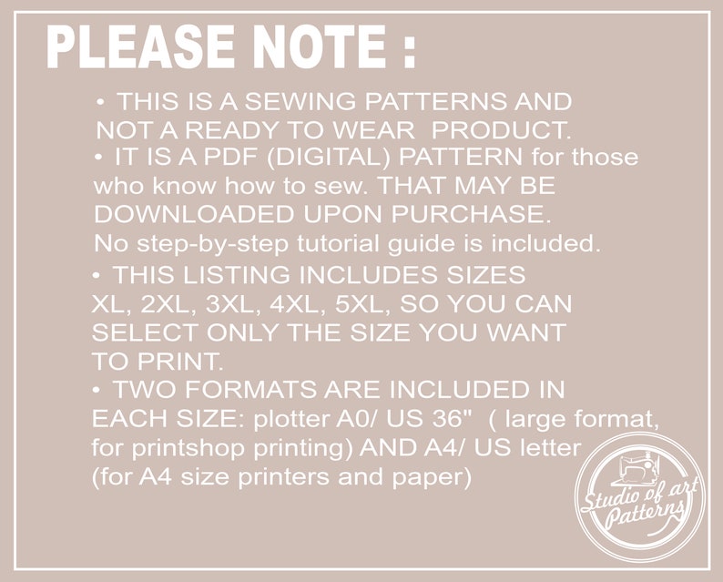 Oversized Shirt Sewing Pattern Plus Sizes (PDF Digital Download, 5 ...