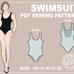 Women's One-piece Swimsuit Sewing Pattern: Backless (PDF Digital ...