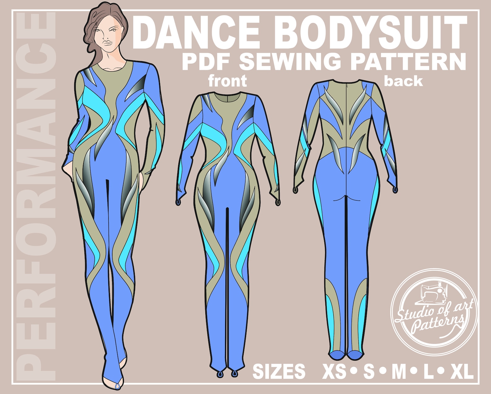 PATTERN DANCE BODYSUIT. Sewing Pattern Jampsuit for Performances ...