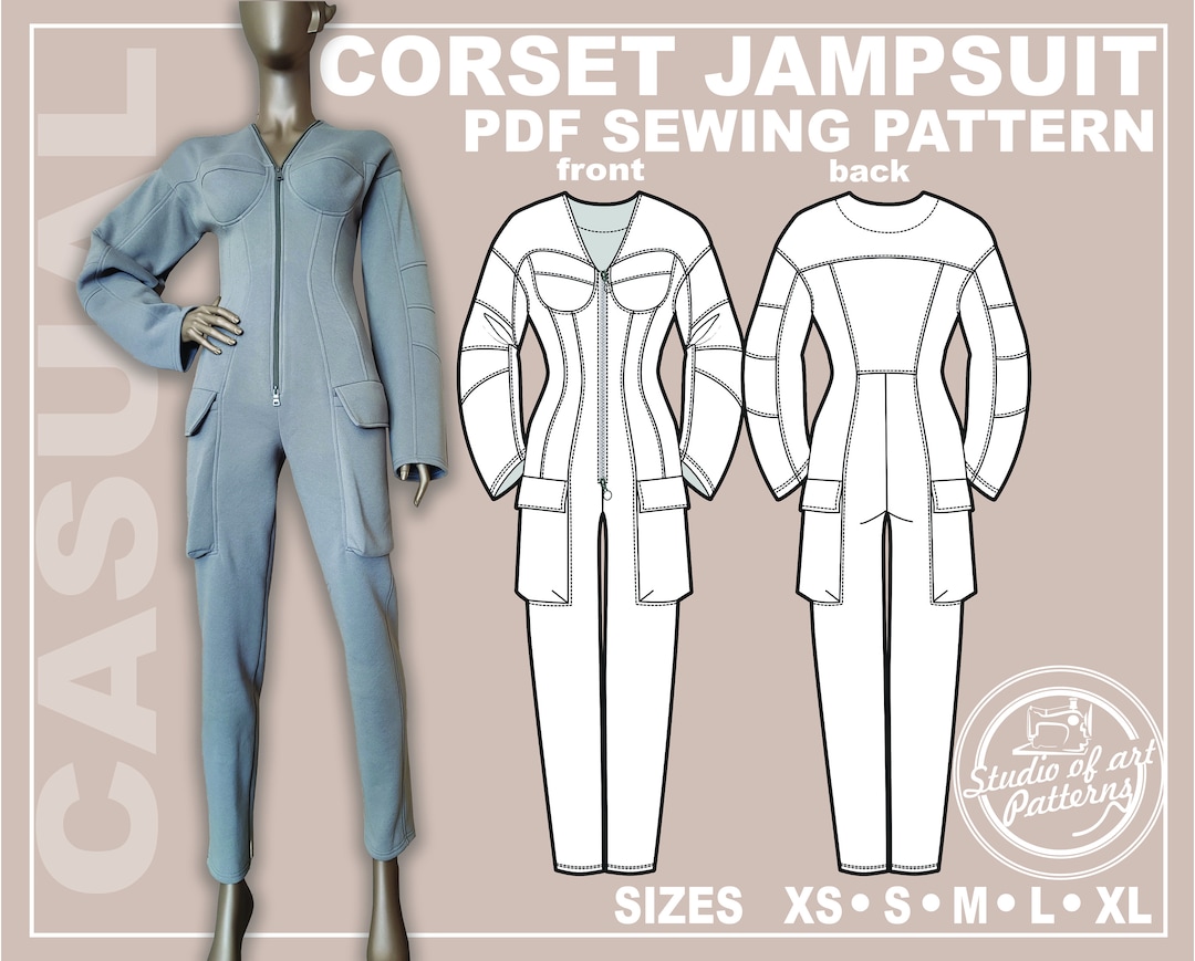 Corset Jumpsuit Sewing Pattern. Overalls Pattern (PDF Digital Download ...