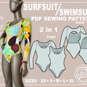 Surfsuit & Swimsuit Sewing Pattern: 2-in-1 (PDF Digital Download, 5 ...