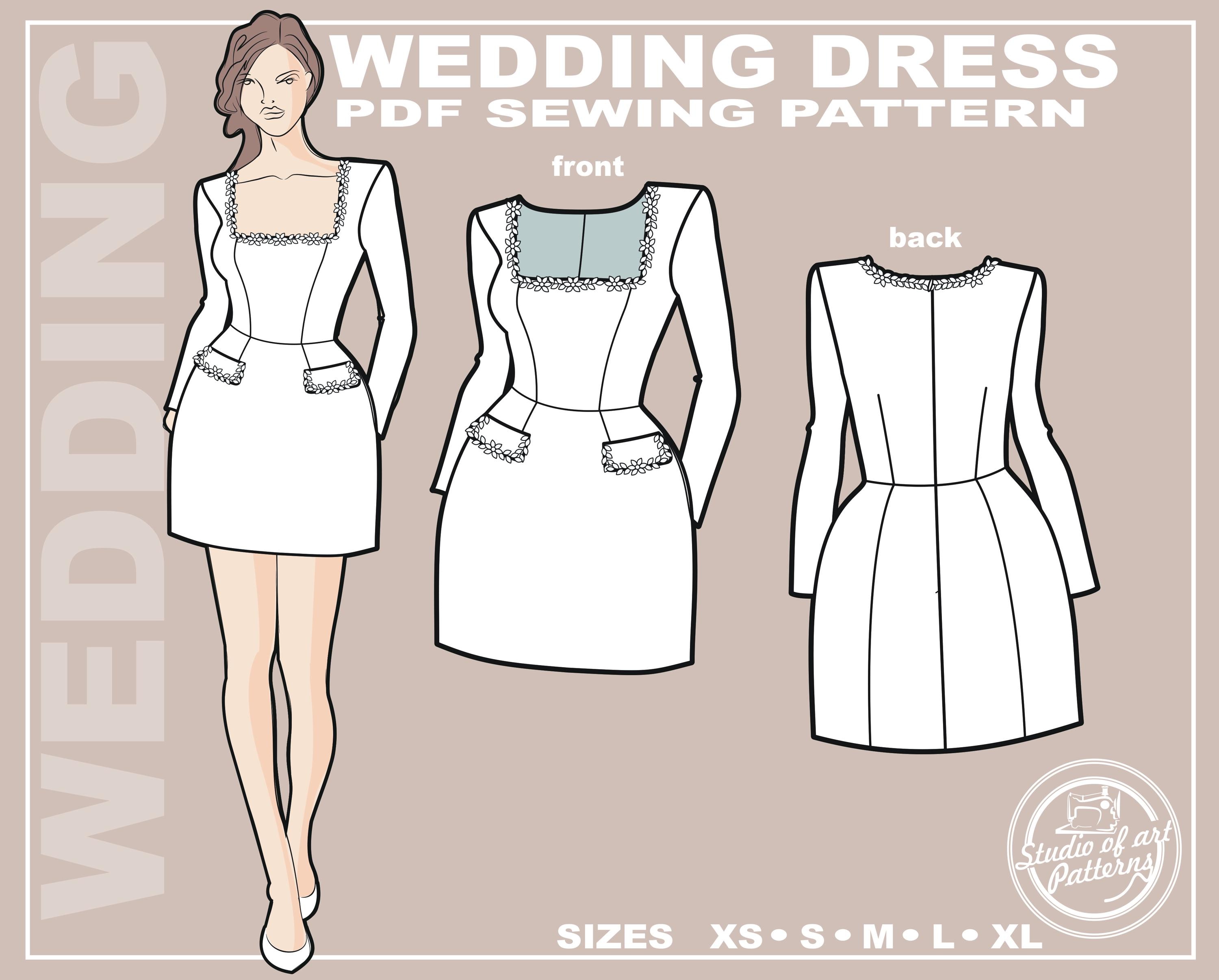 Tweed Mini Wedding Dress Sewing Pattern: Tulip Skirt (PDF Digital ...