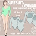 PATTERN SURFSUIT and SWIMSUIT. Sewing Pattern 2 in 1. Digital Pack 5 ...