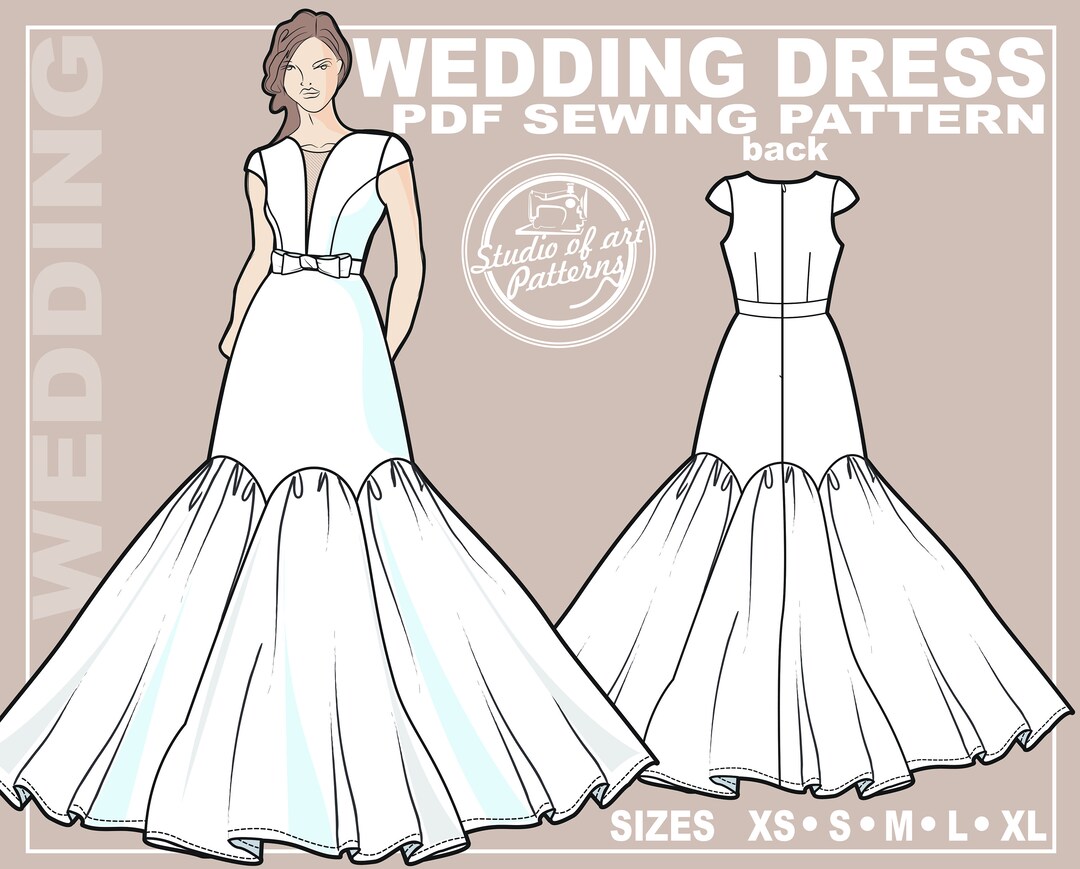 PATTERN WEDDING DRESS. Sewing Pattern. Digital Pack 5 Sizes. Instant ...