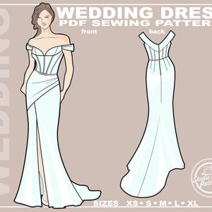 PATTERN WEDDING DRESS. Sewing Pattern off the Shoulder Bridal Gown ...