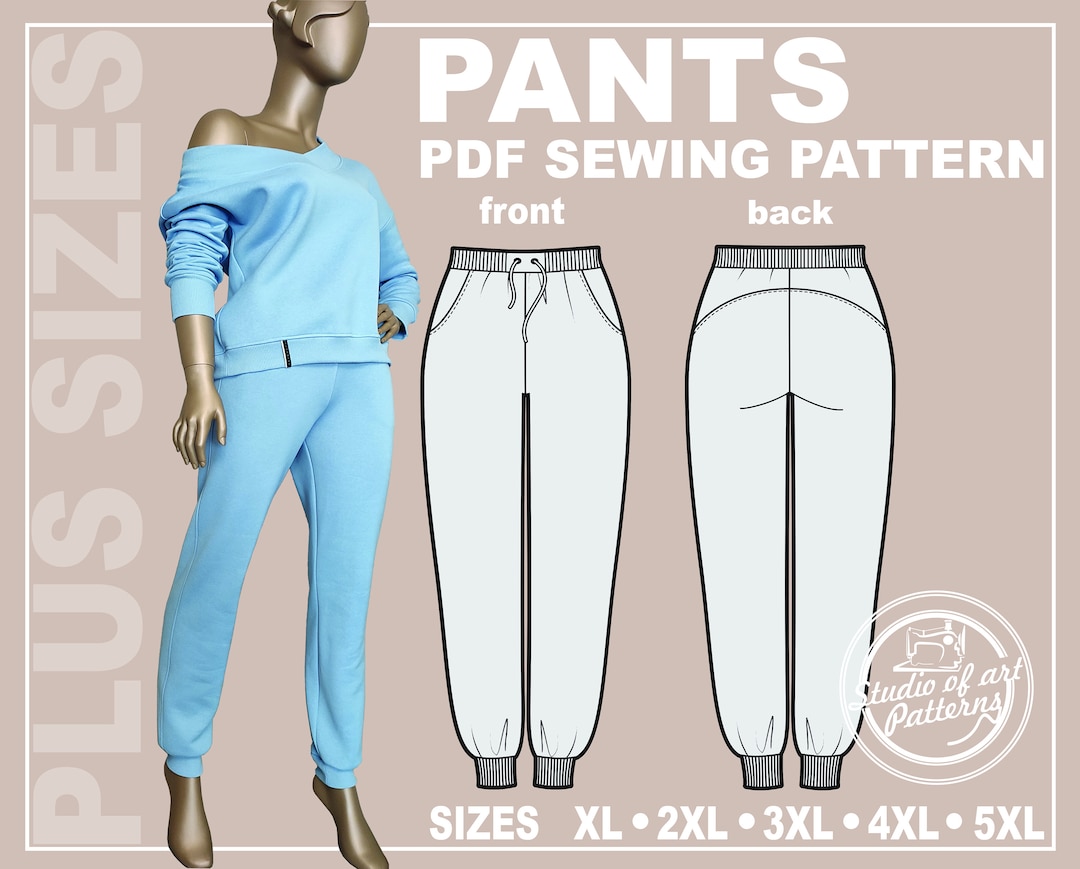 PATTERN WOMEN'S PANTS. Sewing Pattern Plus Sizes. Digital Pack 5 Sizes ...