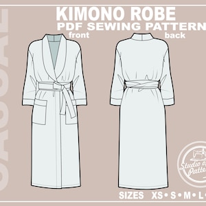PATTERN KIMONO ROBE. Sewing Pattern Women's Kimono Robe. Digital Pack 5 ...