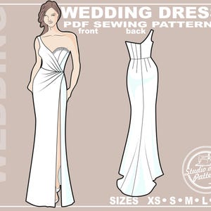 Wedding Dress Sewing Pattern With Detachable Train (PDF Digital ...