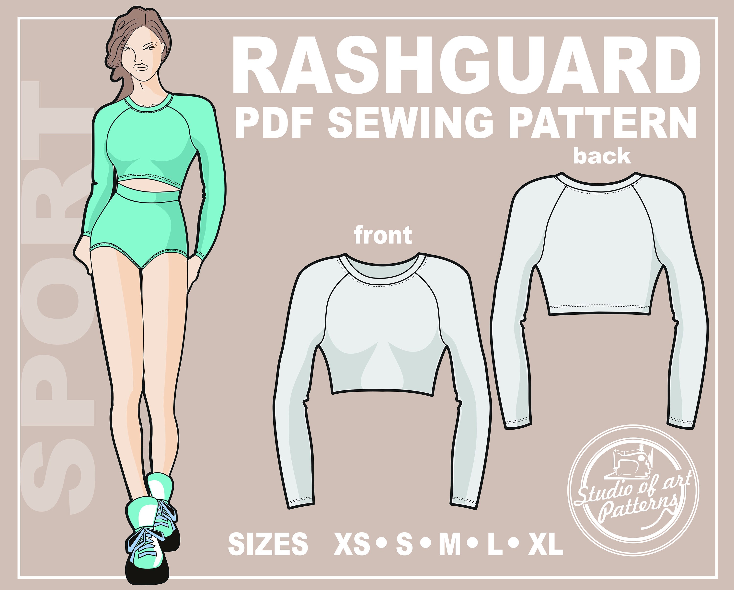 PATTERN RASHGUARD. Sewing Pattern Rashguard Water Sports. - Etsy Australia
