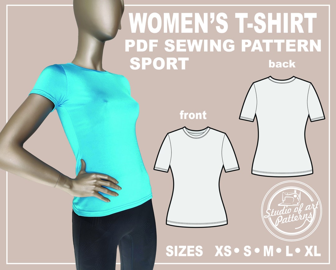 Fitted Women's T-shirt Sewing Pattern (PDF Digital Download, 5 Sizes XS ...