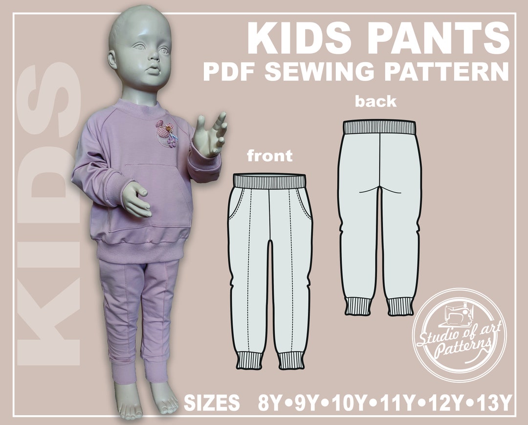 PATTERN KIDS PANTS. Sewing Pattern. Digital Pack 6 Sizes. Instant ...