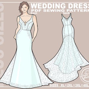 Plus Size Wedding Dress Sewing Pattern. Plus Sizes XL-2XL-3XL-4XL-5XL ...