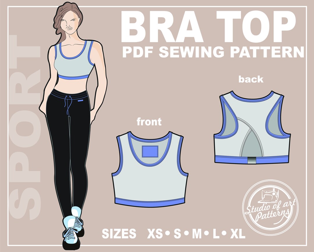 PATTERN SPORT Bra Top. Sewing Pattern Women's Sport Bra Top. Digital ...