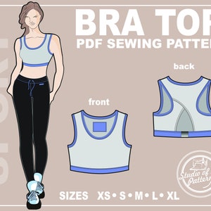 Sport Bra Top Sewing Pattern: Women's Bra (PDF Digital Download, 5 ...