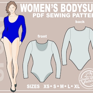 PATTERN WOMEN'S BODYSUIT. Sewing Pattern Bodysuit. Digital Pack 5 Sizes ...