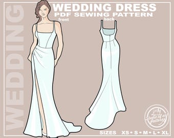 PATTERN WEDDING DRESS. Sewing Pattern Wedding Gown Plus Size. Digital ...